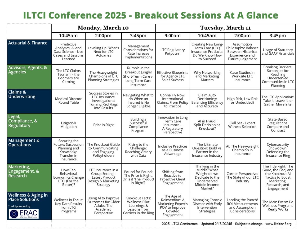 2025 Session Matrix - ILTCI